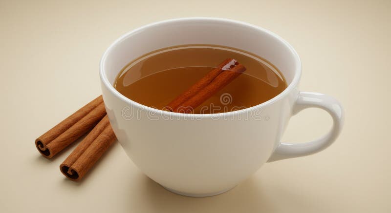 Warm Cinnamon Tea in White Cup Stock Illustration - Illustration of ...