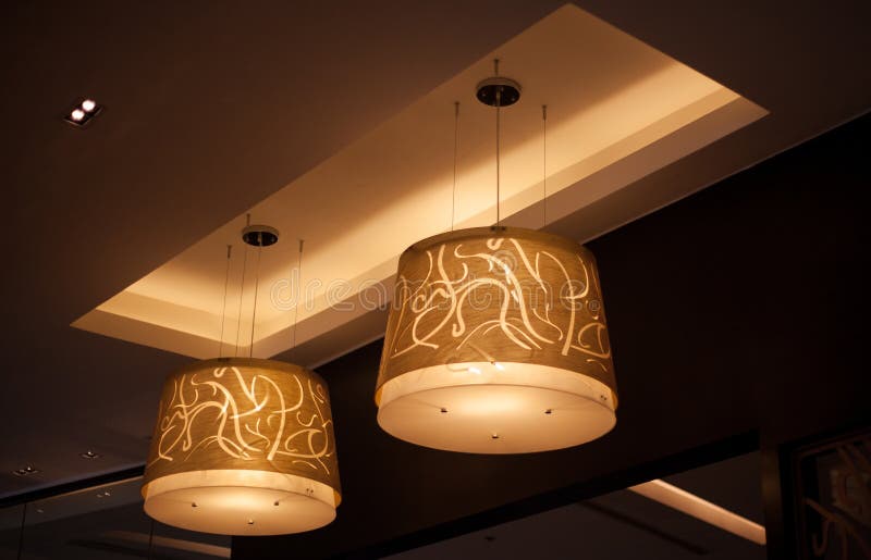 Warm Circle Lamp on Ceiling Stock Image - Image of bright, home: 105445619