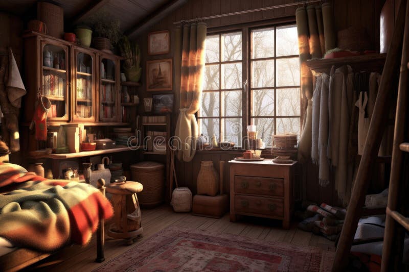 Warm Clothing and Blankets in a Cozy Room Stock Illustration ...