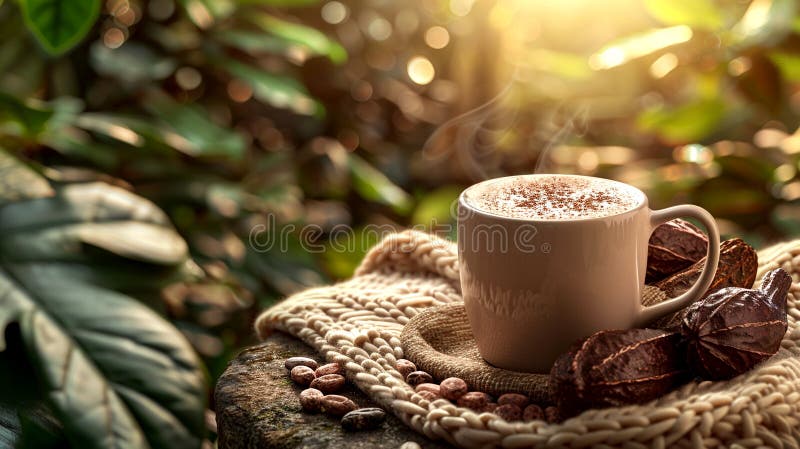 Warm Coffee in a Forest Setting Stock Illustration - Illustration of ...