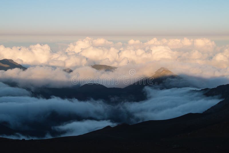 Warm and Cold Colors in the Sunset Over Haleakala Stock Photo - Image ...
