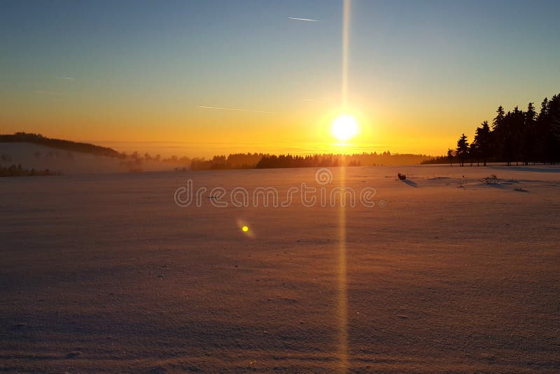 Warm cold winter sunset stock photo. Image of winter - 86541346