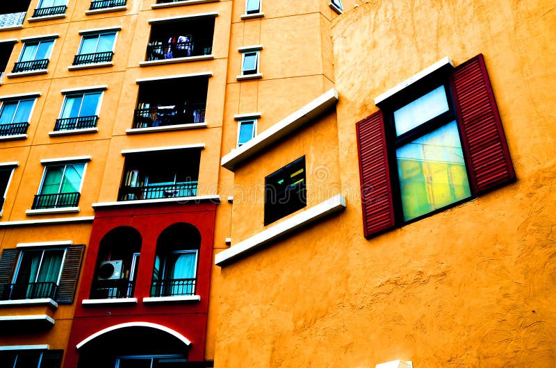 Warm Color Building View Lateral Stock Image - Image of pretty, angle ...