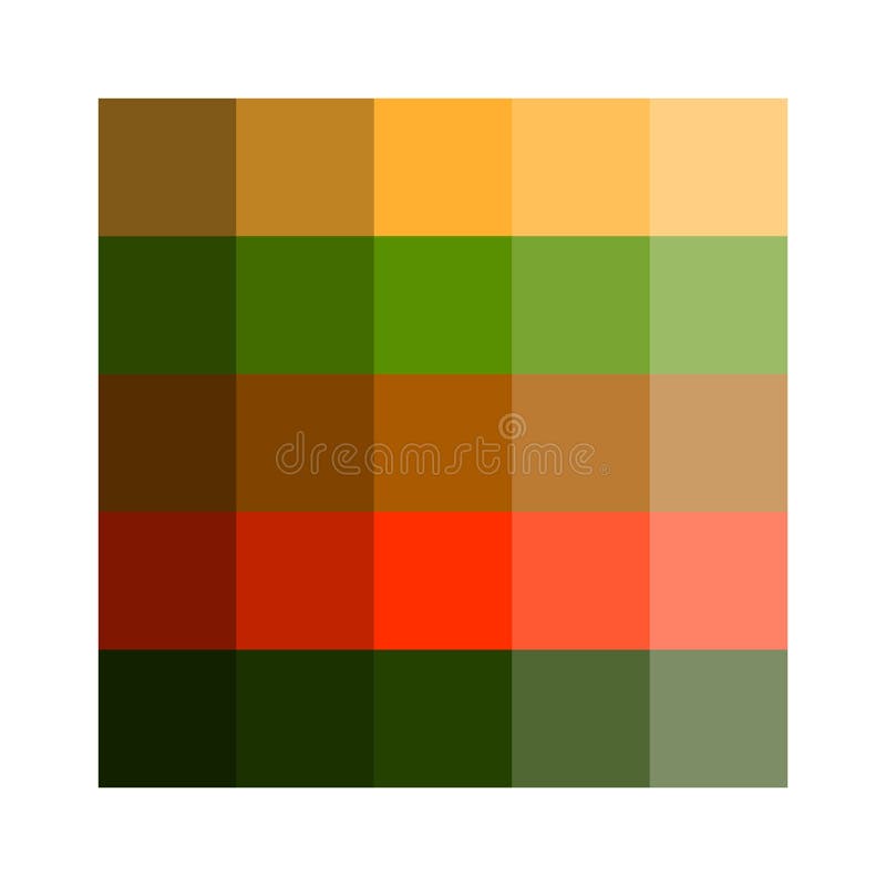 Warm Color Palette. Square Tone Layout. Red Yellow Green Blocks ...