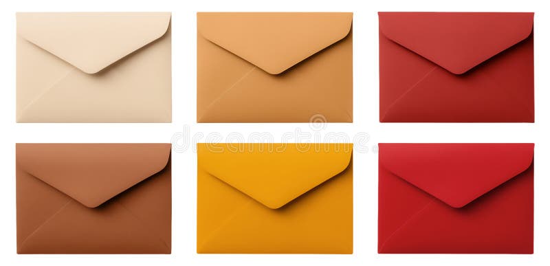 Warm Color Paper Mail Envelopes on a Transparent Background Stock Image ...
