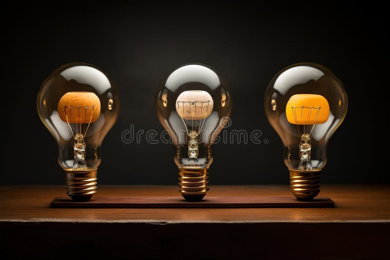 Warm Colored Active Light Bulb on a Dark Background Stock Illustration ...