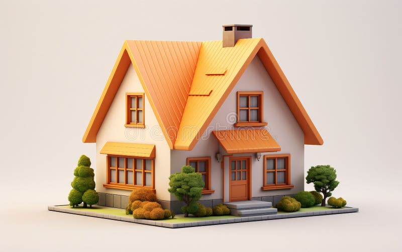 Warm-Colored House in 3D Animation Style. Generative by Ai Stock ...