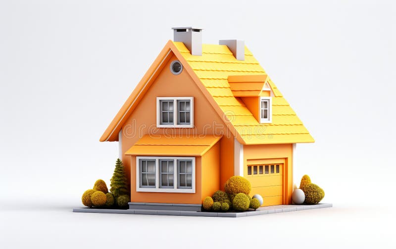 Warm-Colored House in 3D Animation Style. Generative by Ai Stock ...