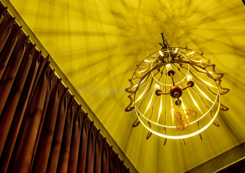Warm Colored Light from a Modern Ceiling Pendant Lamp Stock Image ...
