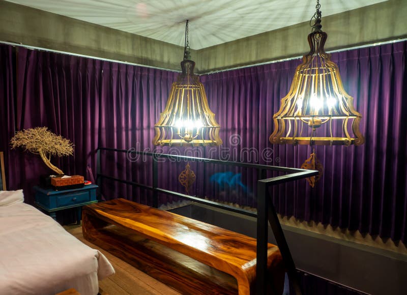 Warm Colored Light from a Modern Ceiling Pendant Lamp Stock Image ...