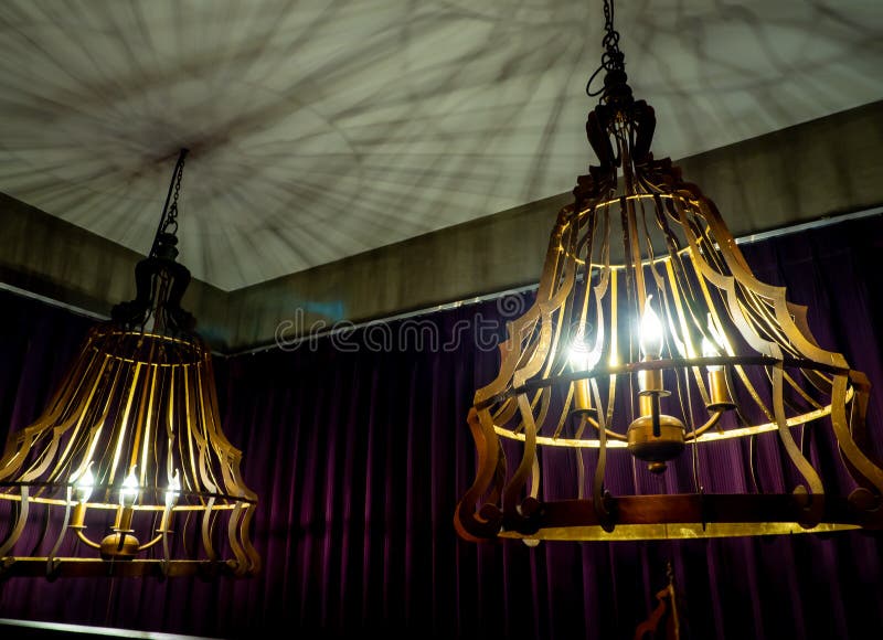 Warm Colored Light from a Modern Ceiling Pendant Lamp Stock Image ...