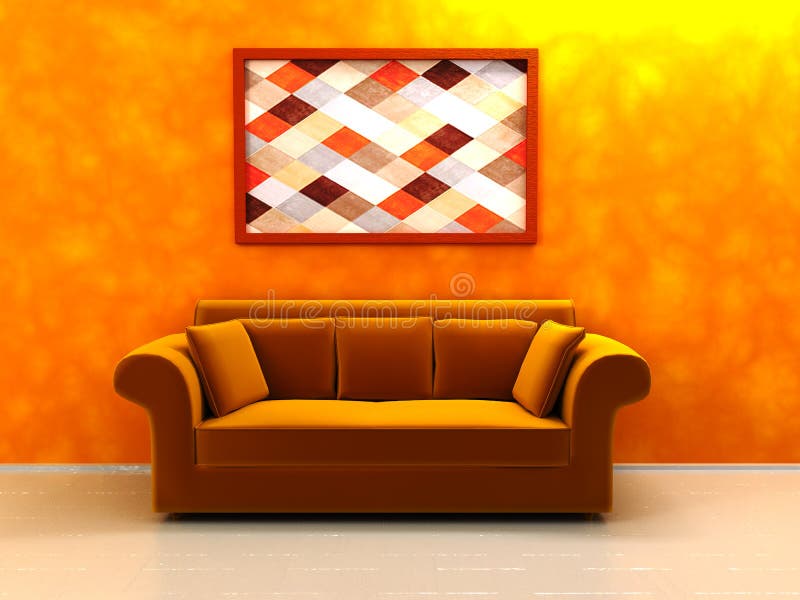 Warm colors interior stock illustration. Illustration of parquet - 10319804