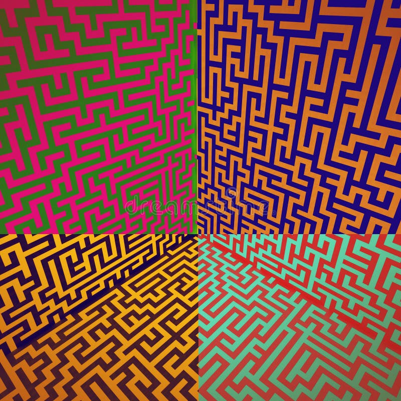 Warm Colors Shaded Three Dimensional Maze Box Picture. Image: 28693415