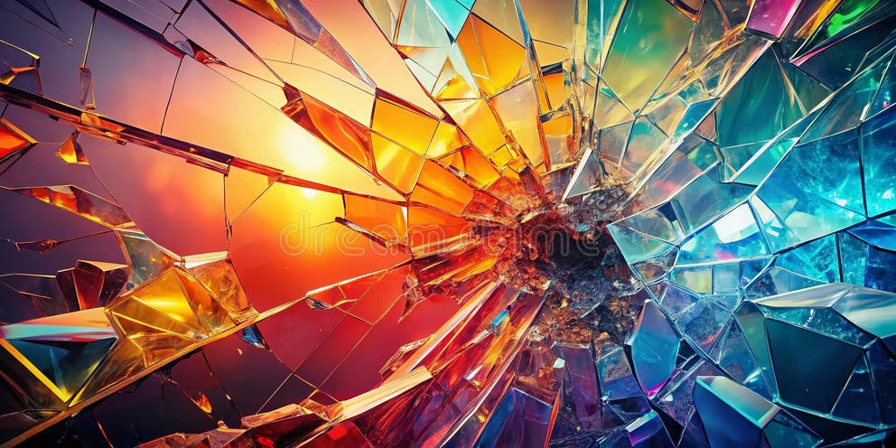 Warm and Cool Tones in Abstract Shattered Glass Art a Stunning Visual ...