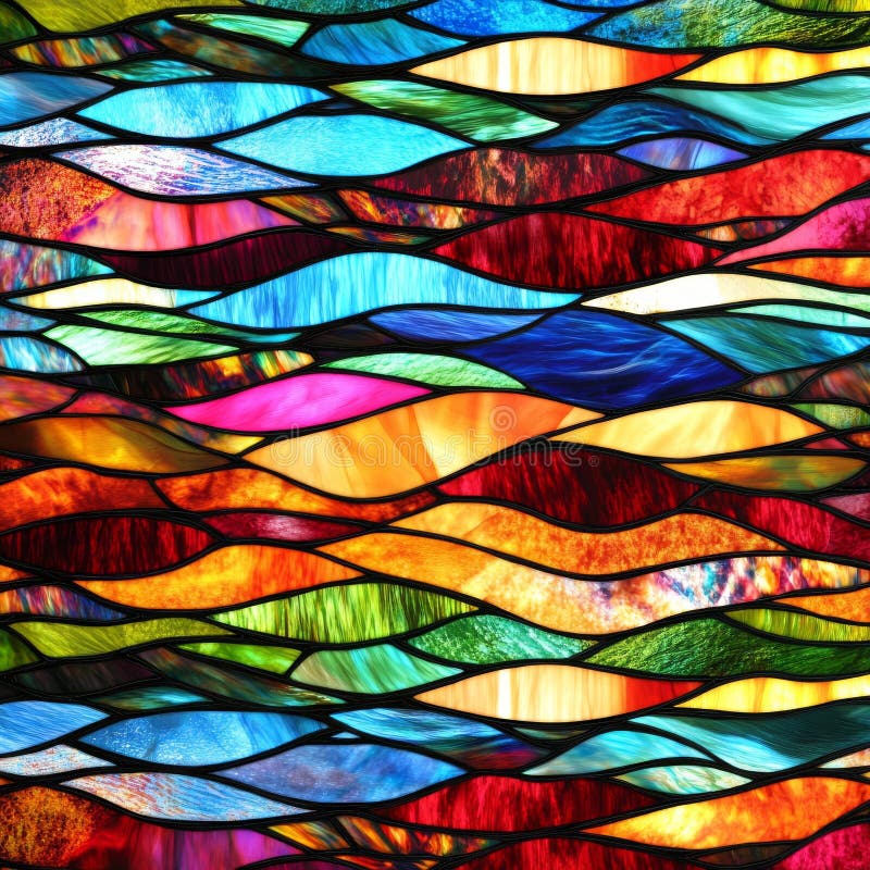Warm and Cool Tones Blend Together in an Abstract Stained Glass Pattern ...