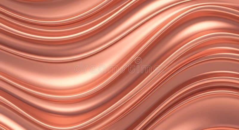 Warm Copper Metallic Flowing Waves with Smooth Texture Background ...