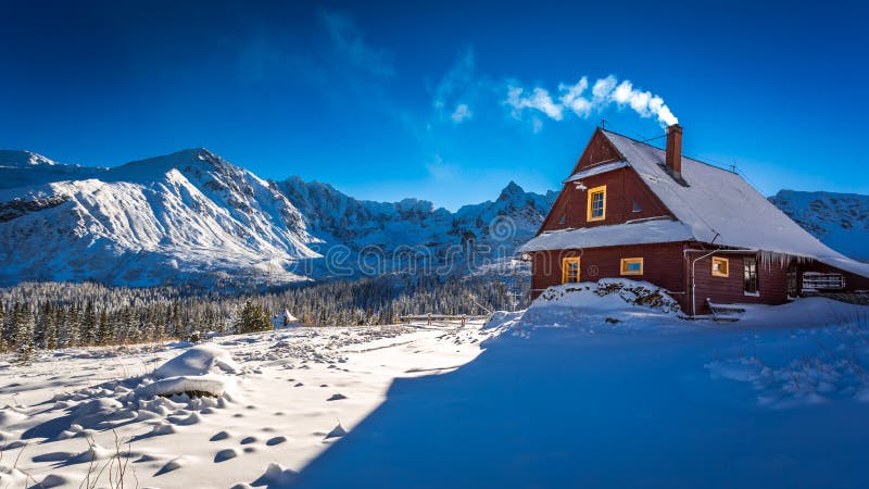 Warm cottage in a winter stock image. Image of place - 36128331