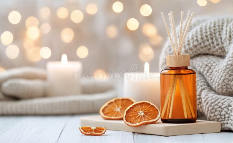 Warm and Cozy Atmosphere with Candles and Aromatic Diffuser in a Serene ...