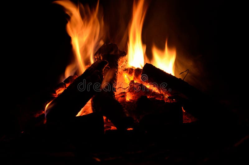 Warm and Cozy Campfire in Night Stock Image - Image of glowing ...