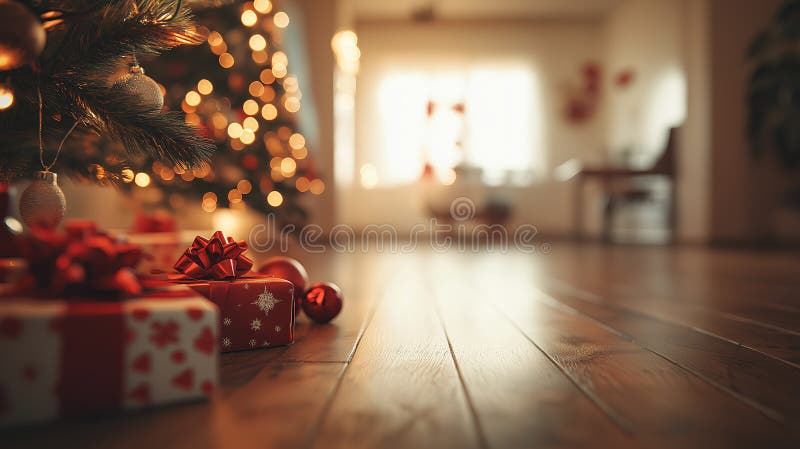 A Warm and Cozy Christmas Setting with Gifts Placed Beneath the Tree ...