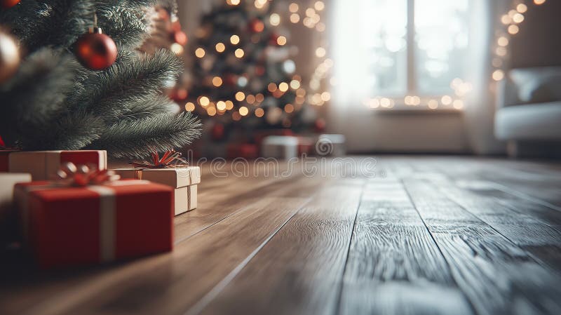 A Warm and Cozy Christmas Setting with Gifts Placed Beneath the Tree ...