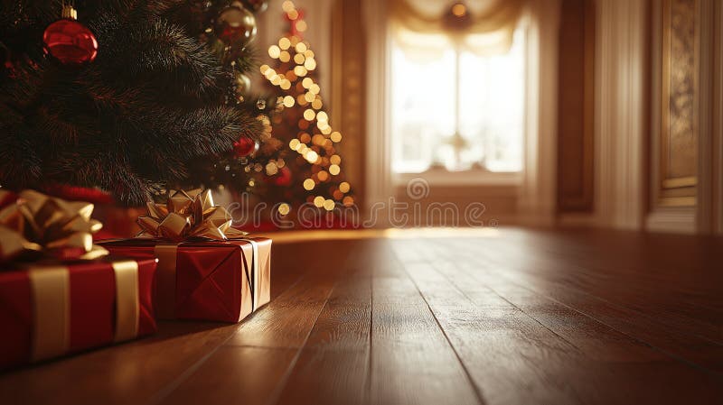 A Warm and Cozy Christmas Setting with Gifts Placed Beneath the Tree ...