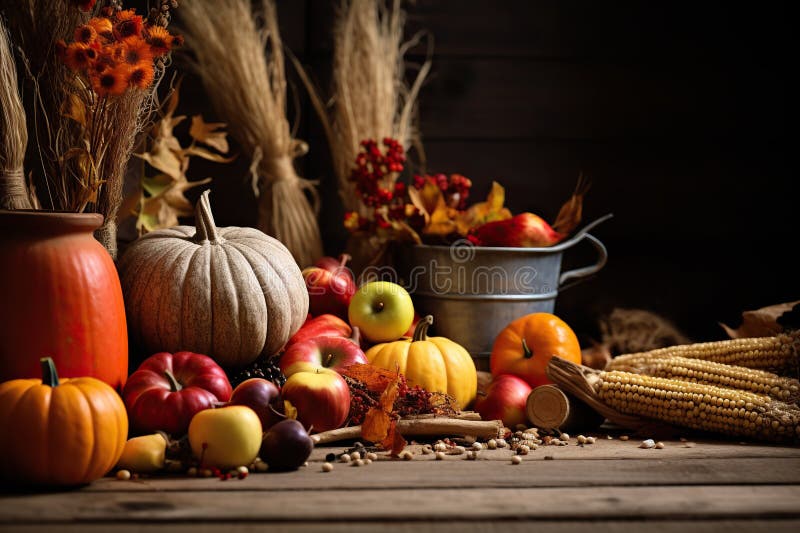 Warm and Cozy Wood Texture Background with Rustic Autumn Elements Stock ...