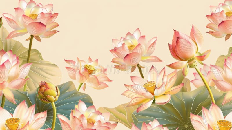 A Warm Cream Backdrop Sets the Stage for a Blooming Array of Stylized ...