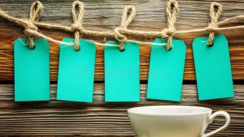 Warm Cup of Coffee with Decorative Tags Creating a Cozy and Inviting ... Warm Cup of Coffee with Decorative Tags Creating a Cozy and Inviting ...