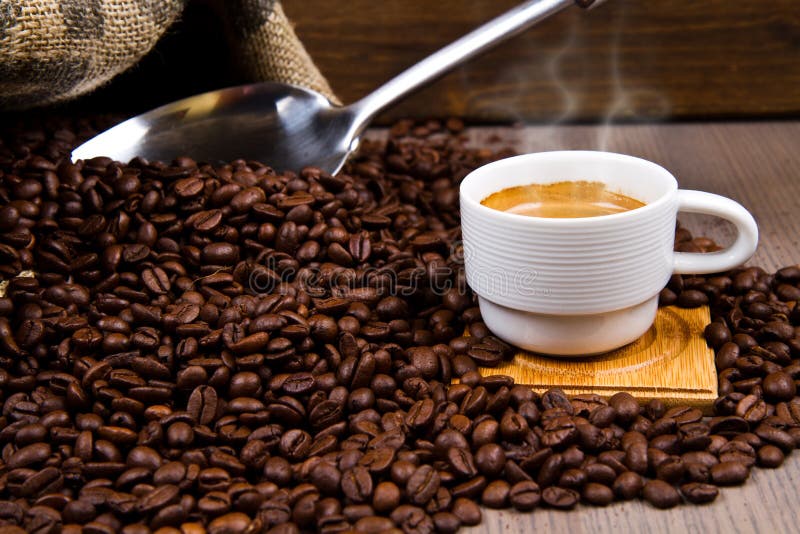 Warm cup of coffee stock photo. Image of smoke, sticks - 35888568