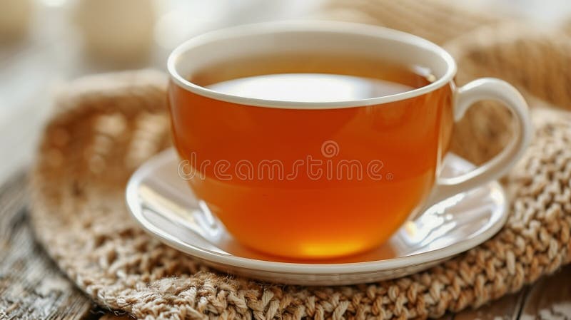 Warm Cup of Tea on a Cozy Knitted Surface Stock Illustration ...