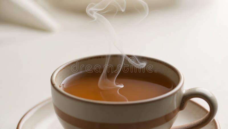 Warm Cup of Tea with Steam Rising Above Surface. Stock Image - Image of ...