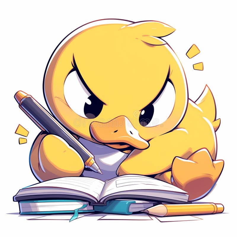 A Warm Duck Writer Cartoon Style Stock Vector - Illustration of style ...