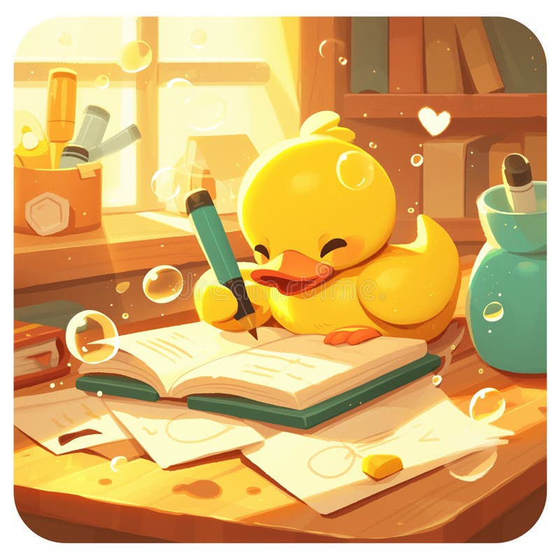 A Warm Duck Writer Cartoon Style Stock Vector - Illustration of warmth ...