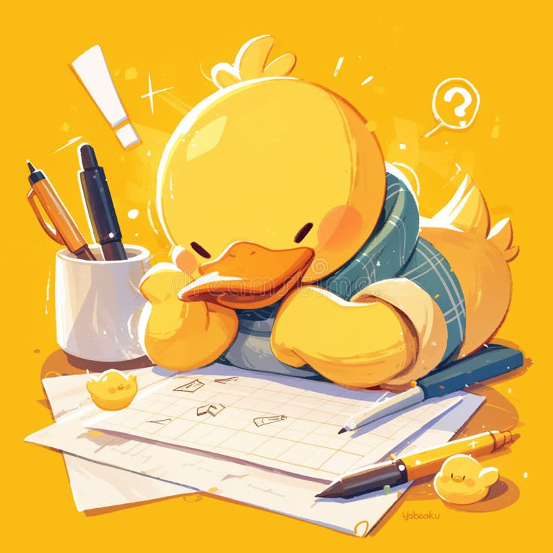 A Warm Duck Writer Cartoon Style Stock Vector - Illustration of writing ...