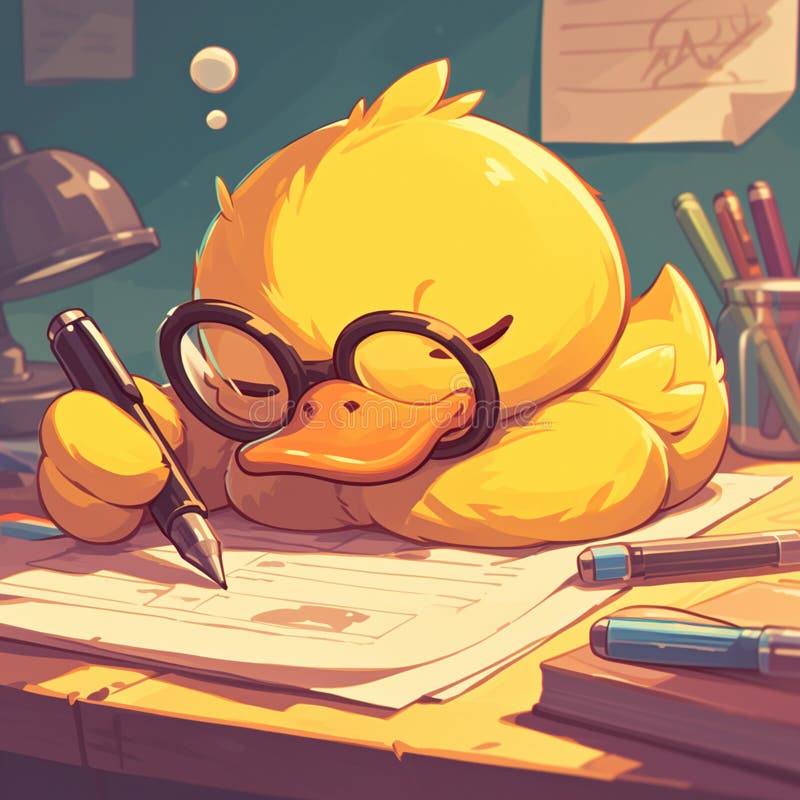 A Warm Duck Writer Cartoon Style Stock Vector - Illustration of writer ...
