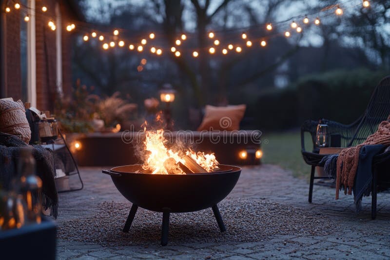 Warm Evening Gathering by Fire Pit Stock Image - Image of social ...