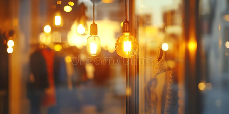 Warm Evening Lights Blurred City Shop Window Background Stock ...