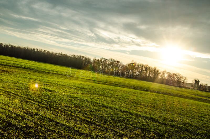 Warm Fall Sunset stock photo. Image of green, farm, scenery - 27631772