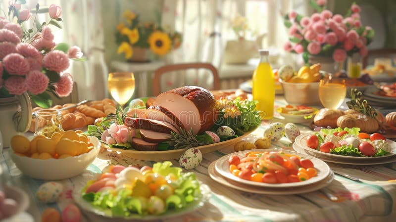 Easter Celebration Feast with Family: Traditional Decor and Delectable ...