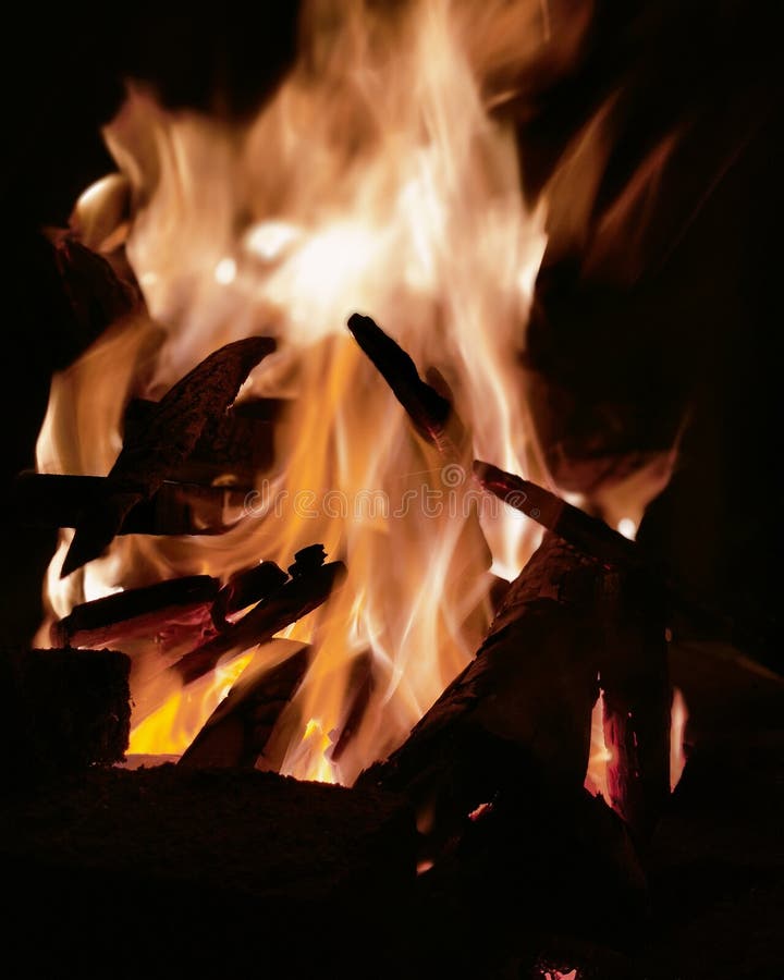 A Warm Fire on a Cold Night Stock Photo - Image of arachis, night ...