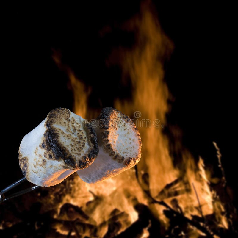Warm Fire and Cooked Marshmallows Stock Image - Image of black, sweets ...