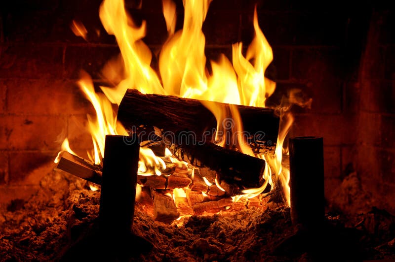 Warm Fire with Natural Wood Logs Stock Image - Image of wooden ...