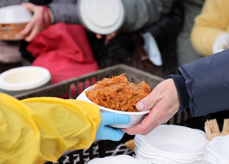 Warm Food for the Poor and Homeless. Stock Photo - Image of outdoor ...