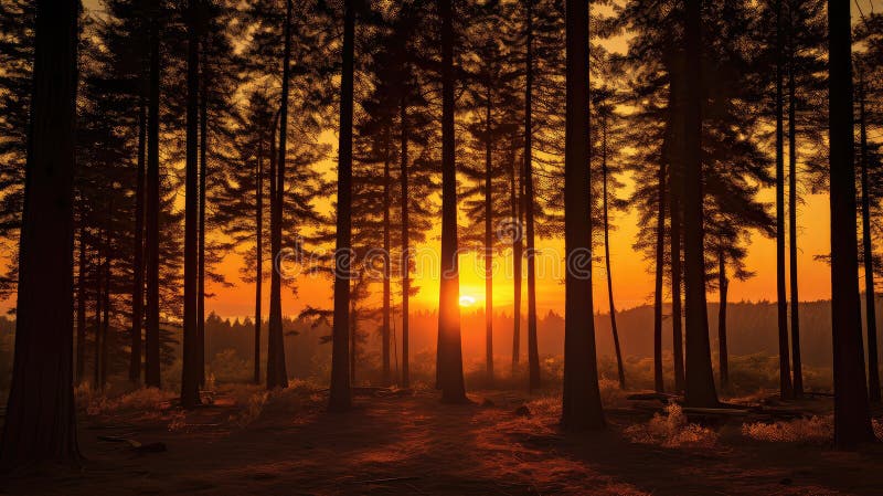 Warm forest light stock photo. Image of silhouette, trees - 324820894