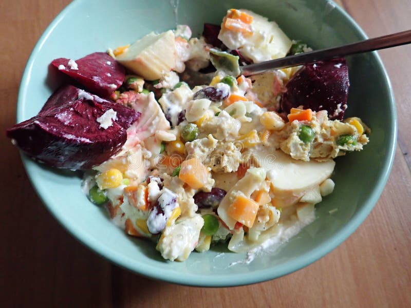 Warm Fresh Vegetable Salad Served Stock Photo - Image of carrot ...