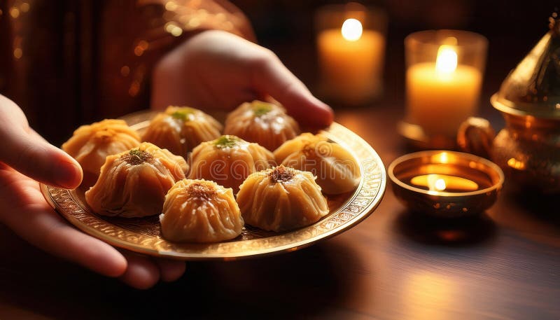 Delicious Dates and Sweets Shared at Stock Image - Image of candlelight ...