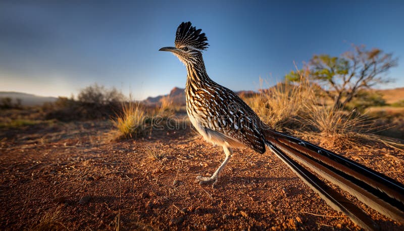 Beautiful Great Roadrunner Walks Gracefully Across the Desert Landscape ...