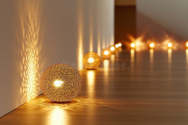 Warm Glow: Illuminated Pathway with Woven Sphere High Quality Image ...