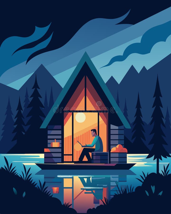 The Warm Glow of a Lantern Shining from the Window of the Remote ...